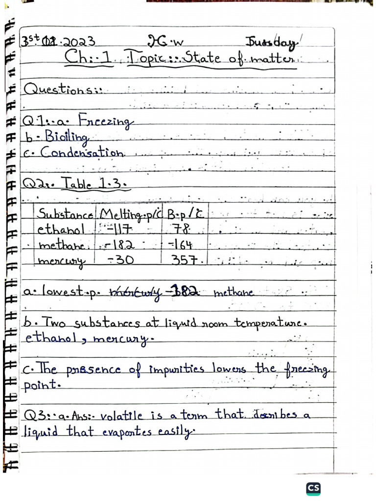 Chemistry IGCSE Notes With Answers | PDF