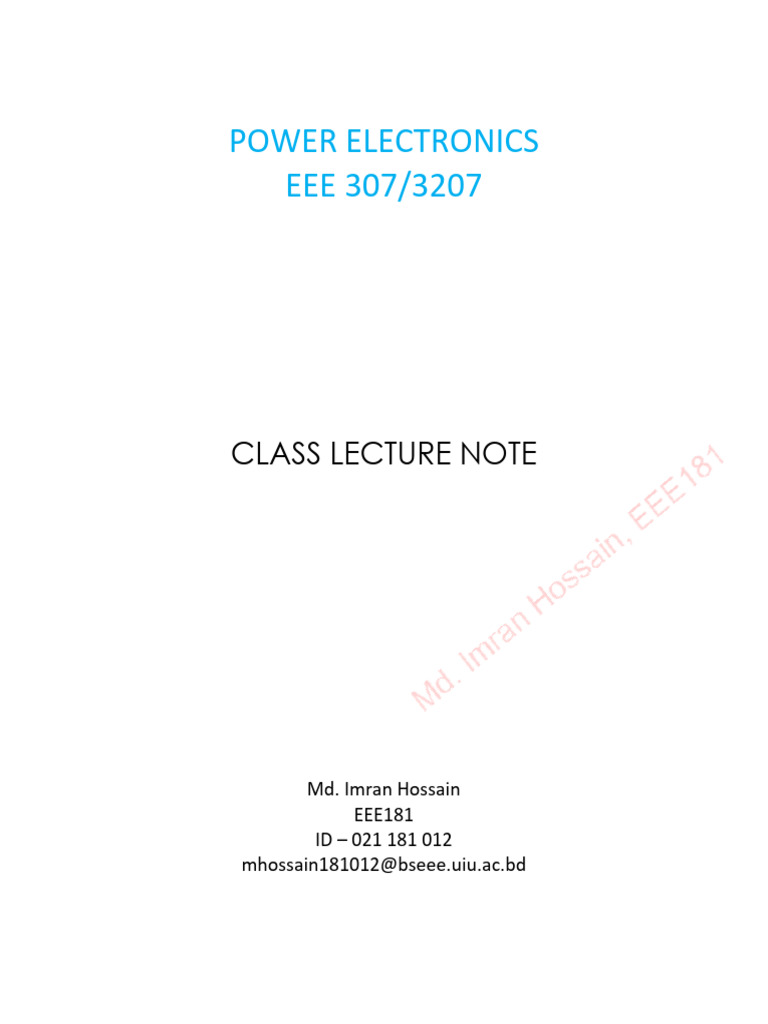 EEE 307 Class Lecture Note | PDF