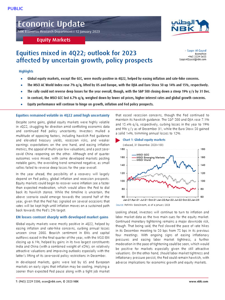 EUGCCEquity Markets 20230112 E | PDF | United Arab Emirates | Inflation