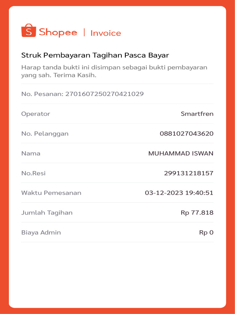 E-Receipt _ Tanda Terima Shopee | PDF