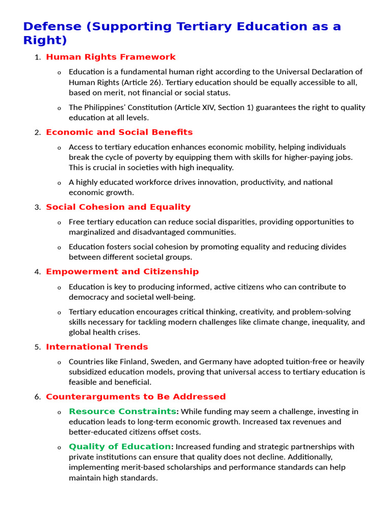 Tertiary Education as a Human Right Debate | PDF | Taxes | Economic ...