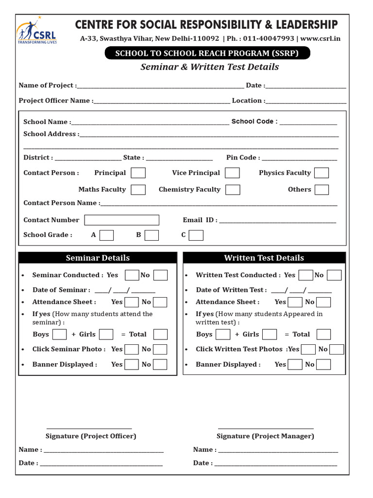 School Seminar and Test Report Form | PDF | Authentication