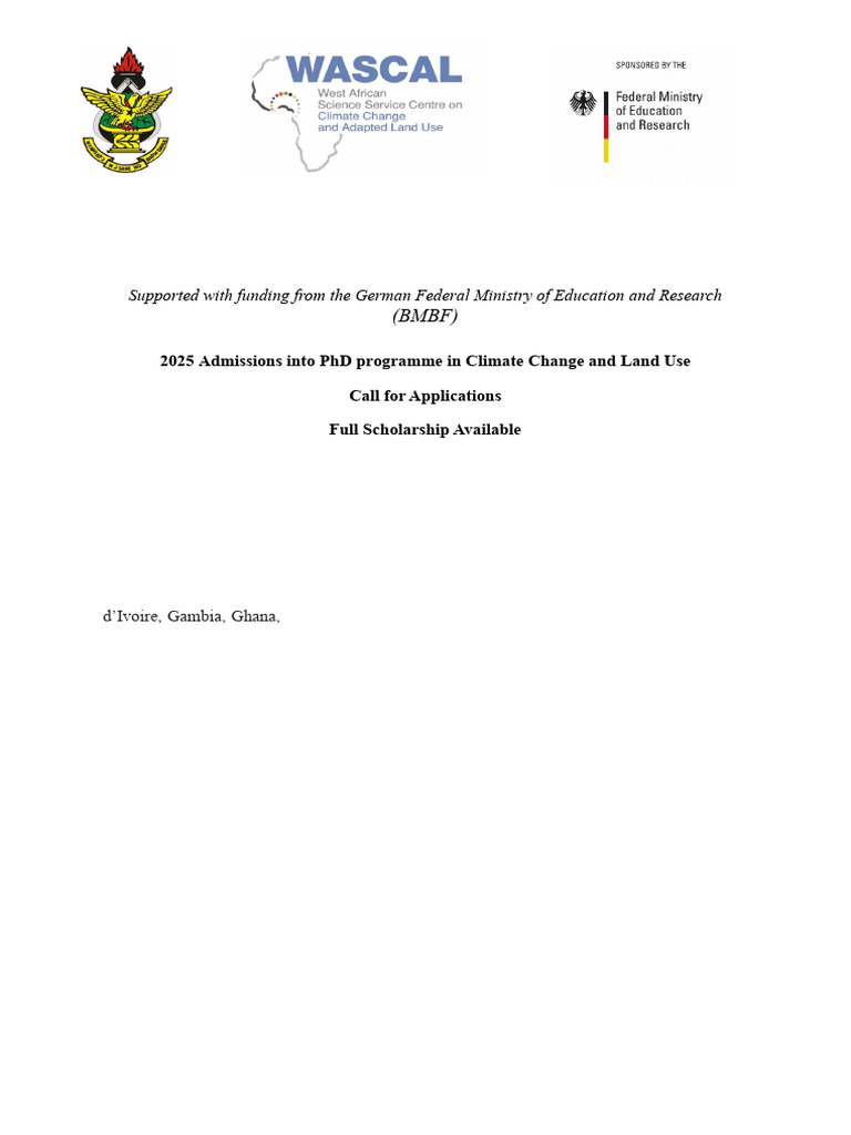 WASCAL CCLU Batch6 Application Call 2025-1 | PDF | West Africa | Doctor Of Philosophy