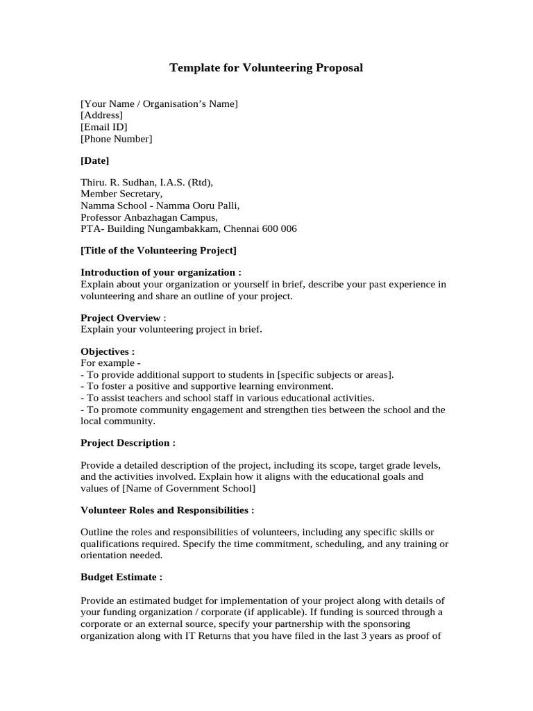 Templatefor Volunteering Proposal Final | PDF | Volunteering