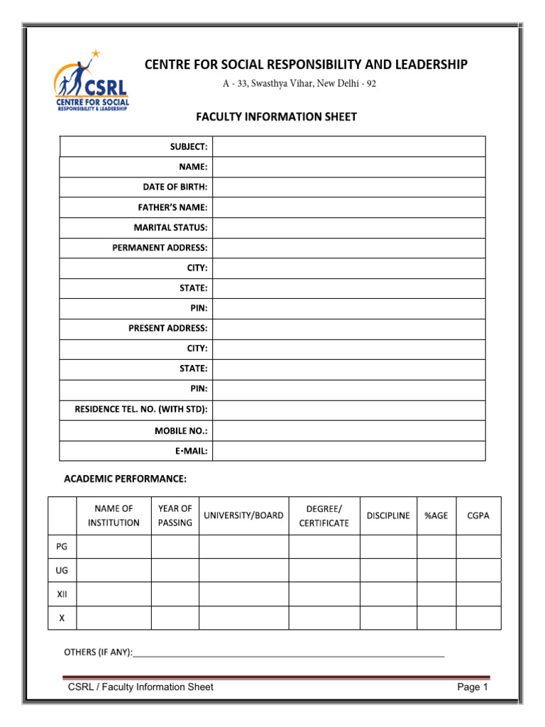 Annexure III - Faculty Information Sheet | PDF