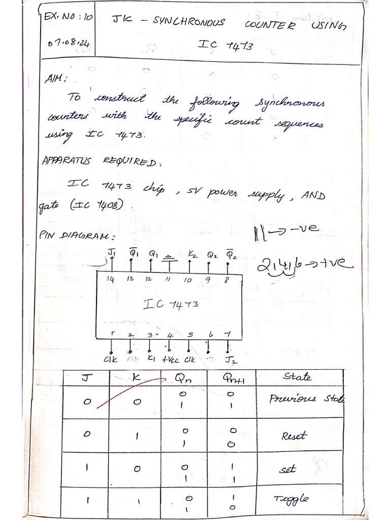 JK - Synchronous Counter Using Ic 7473 | PDF
