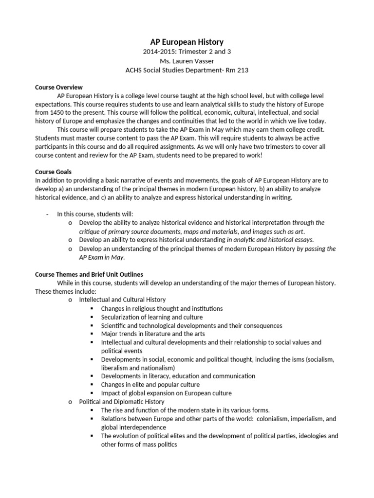 AP European History Syllabus Students 13-142 | PDF | Age Of ...