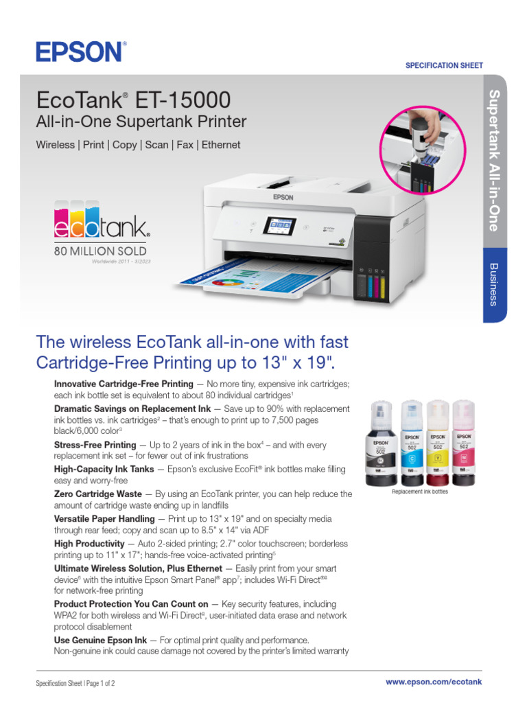 Epson EcoTank ET-15000 Overview | PDF | Image Scanner | Printer (Computing)