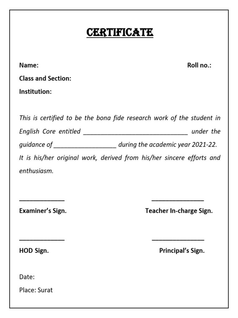 Student Research Certificate Template | PDF