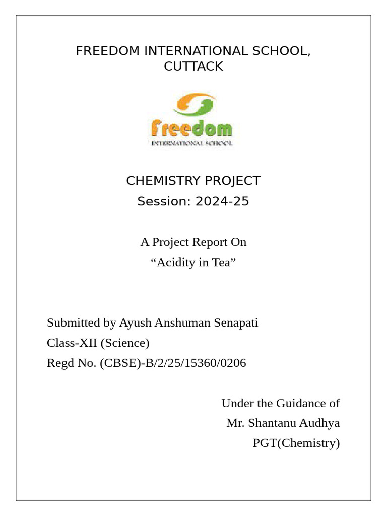 Chemistry Project: Tea Acidity Analysis | PDF | Tea | Drink
