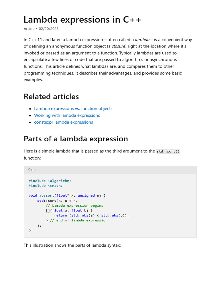 C++ 15 Lambda Expressions | PDF | Anonymous Function | C++