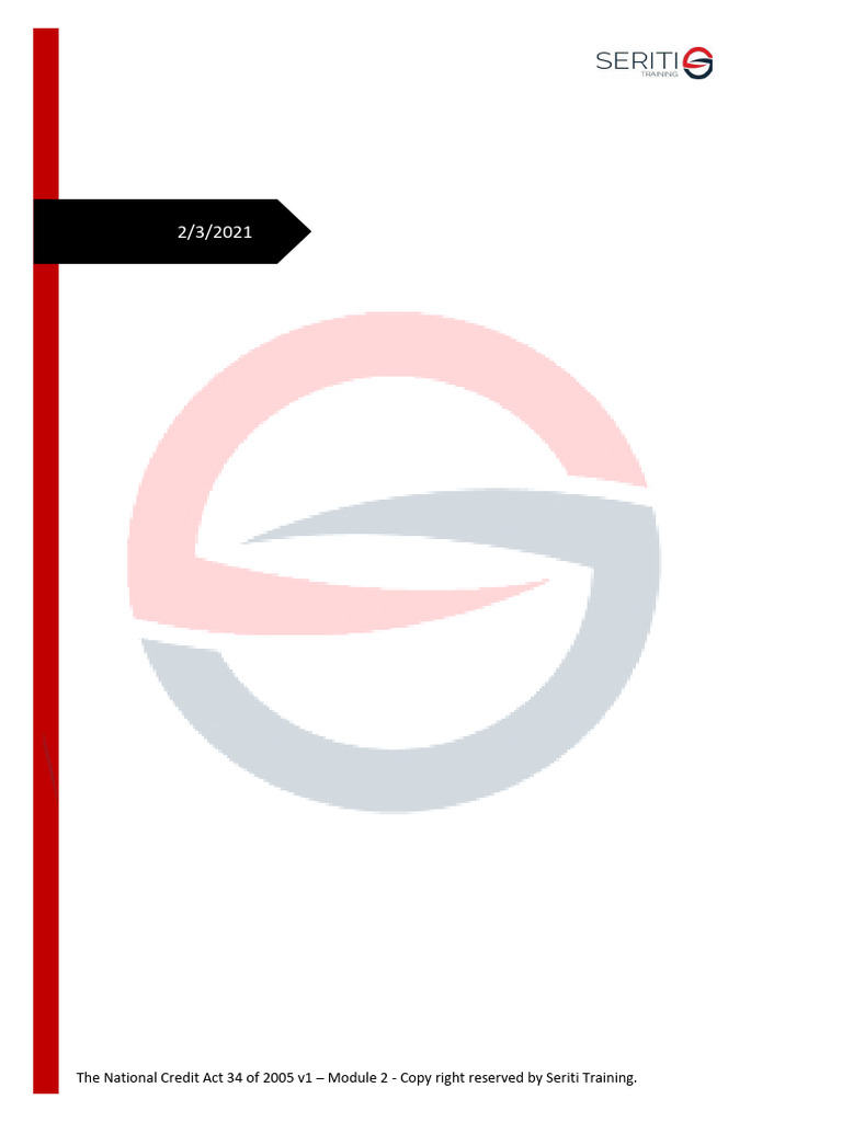 Module 2 - National Credit Act 34 of 2005 Learner Guide v2 | PDF ...