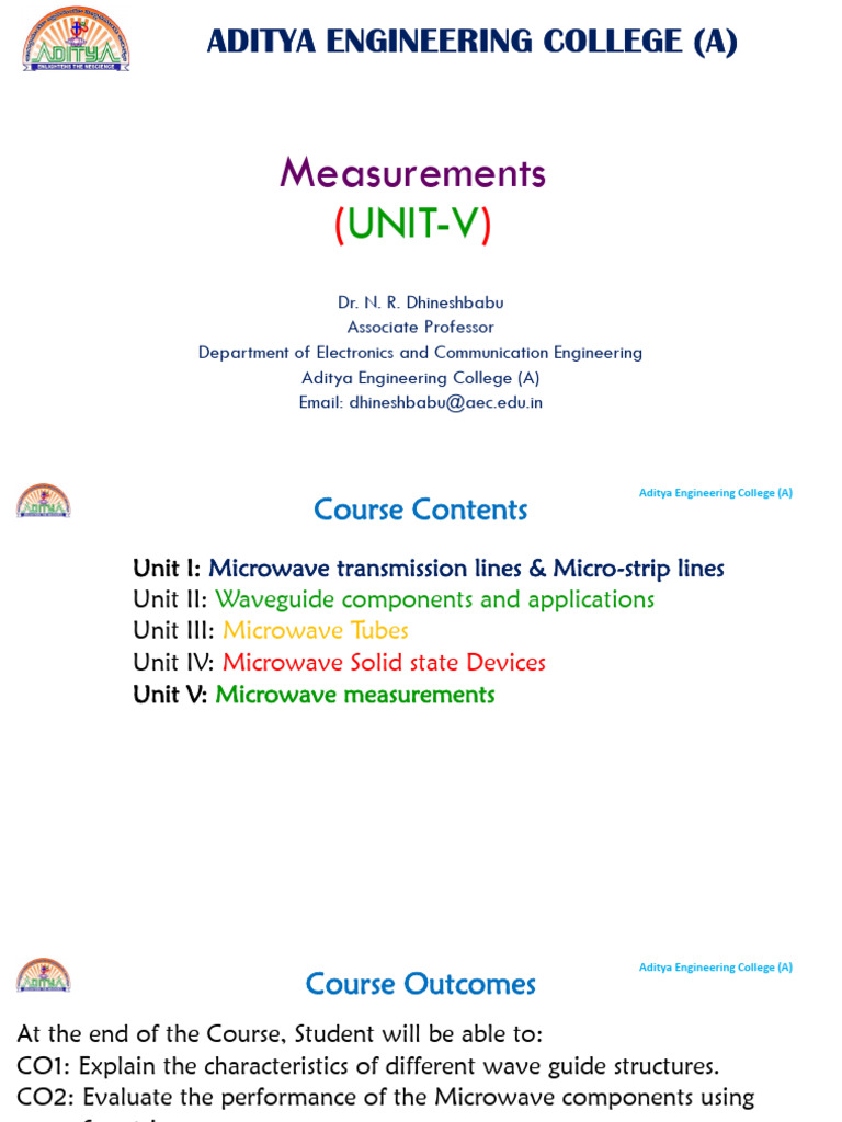 MWE - Unit V - UWMeasurements | PDF | Microwave | Transmission Line