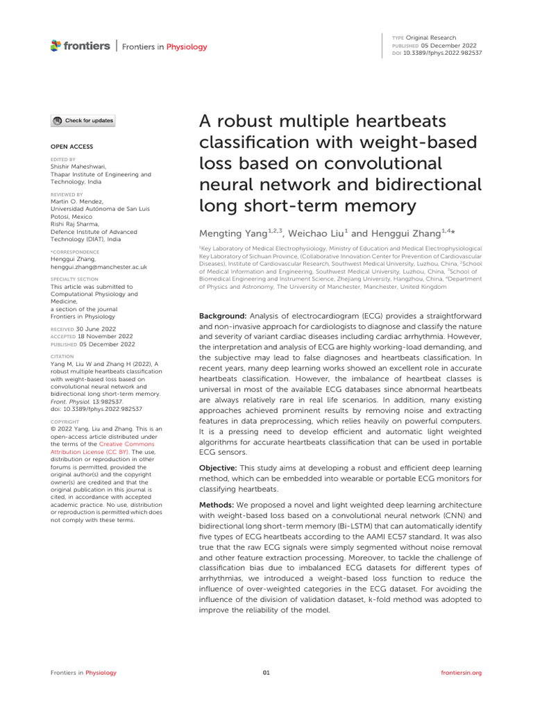 fphys-13-982537 (1) | PDF | Deep Learning | Electrocardiography