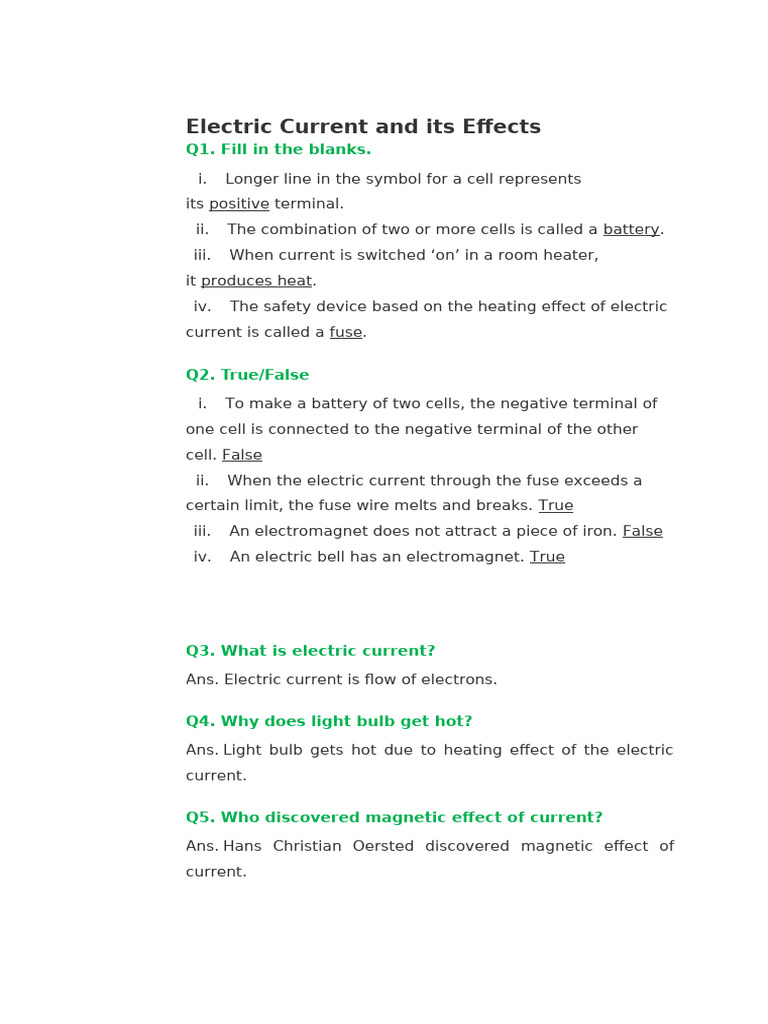 7 Science Hw | PDF | Electric Current | Fuse (Electrical)