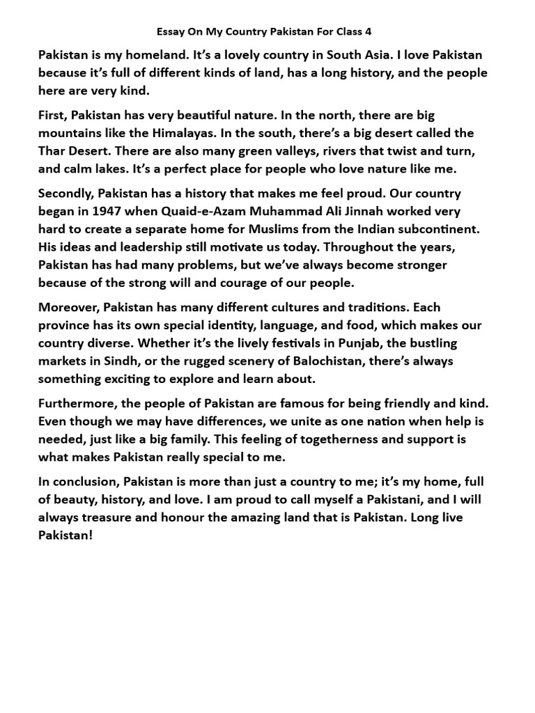 My Country: Pakistan for Class 4 | PDF
