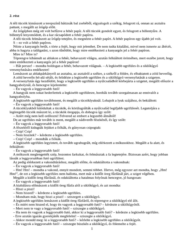 A Téli Tücsök Meséi - 2. Rész | PDF