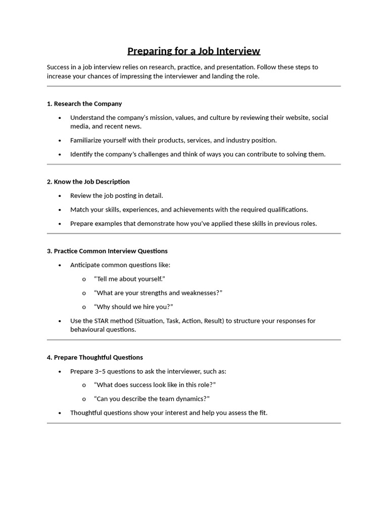 How To Prepare For Interview | PDF | Job Interview | Social Psychology