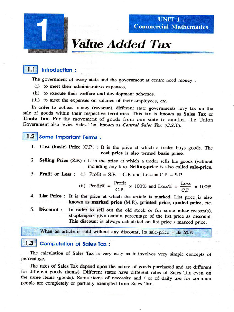 Ch 1 Value Added Tax | PDF