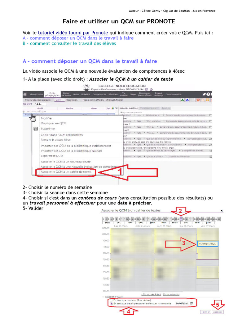 Créer et utiliser un QCM sur Pronote | PDF