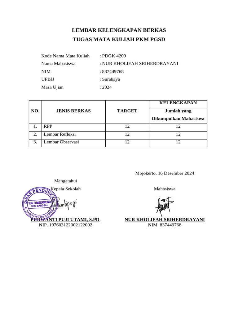 Lampiran 8 Format KELENGKAPAN BERKAS | PDF