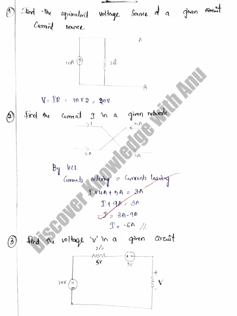 BEE Important Problems With Answers | PDF | Electrical Engineering