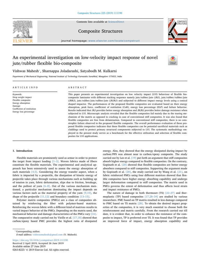 An experimental investigation on low-velocity impact response of novel ... An experimental investigation on low-velocity impact response of novel ...
