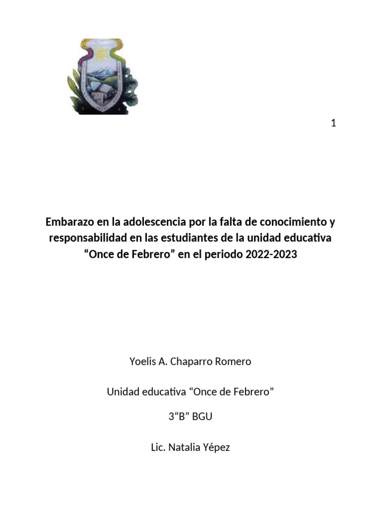 Investigacion de Yoelis | PDF | Adolescencia | El embarazo