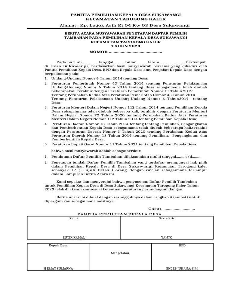 BERITA ACARA DPTB | PDF