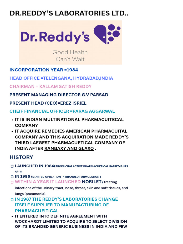 DR - Reddy's Laboratories Ltd.. | PDF