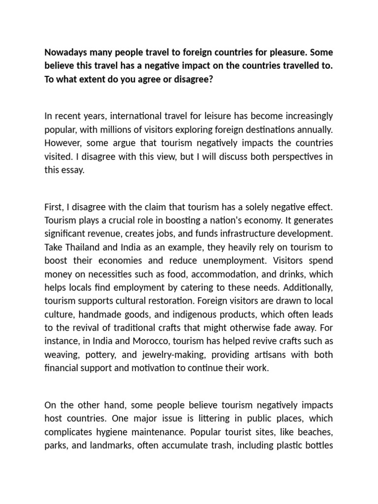 Nowadays Many People Travel To Foreign Countries For Pleasure | PDF