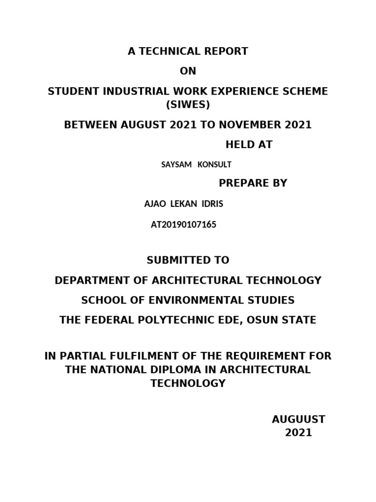 A Technical Report. Ajao Lekan Idris | PDF