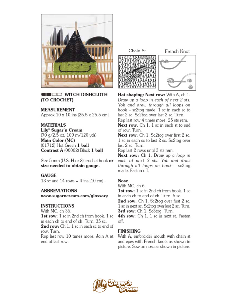 Witch Dishcloth in Lily Sugar 'N Cream Solids | PDF