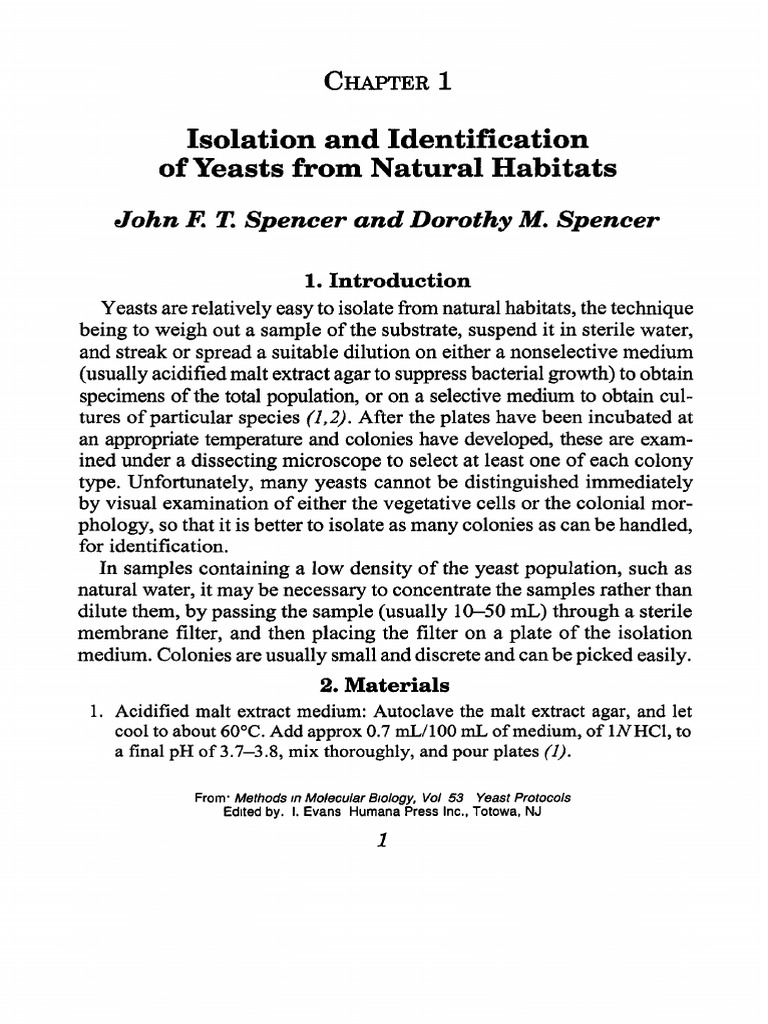 Isolation and Identification of Yeasts From Natural Habitats | PDF ...