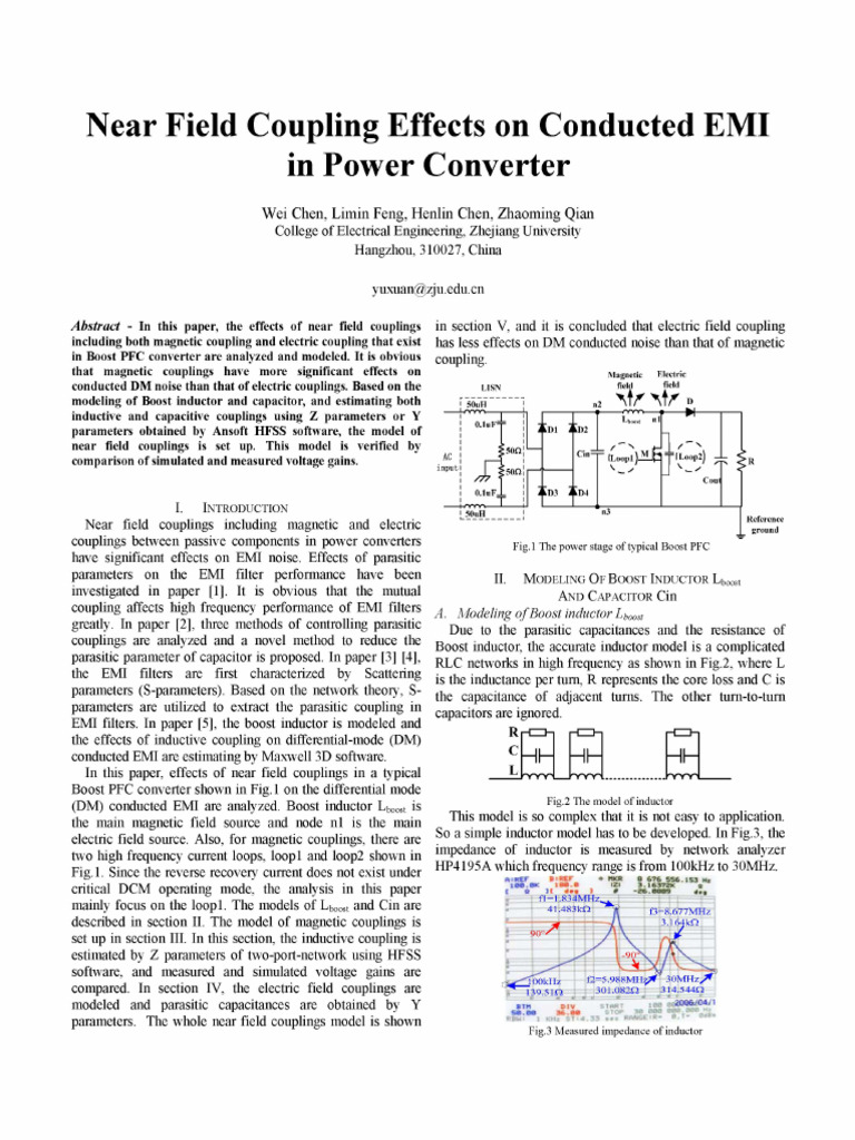 Near Field Coupling Effects On Conducted EMI in Power Converter | PDF | Inductor | Inductance
