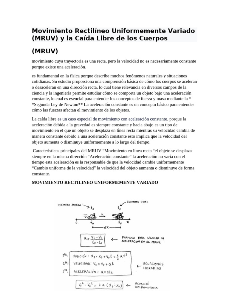 Movimiento Rectilíneo Uniformemente Variado | PDF | Aceleración | Velocidad