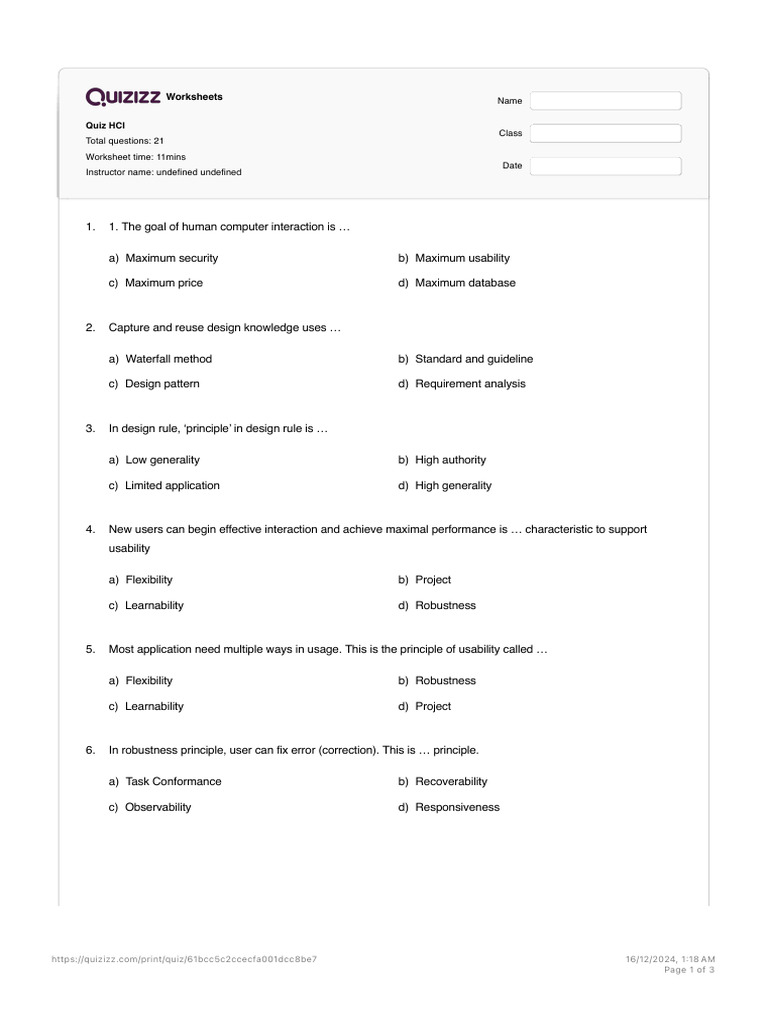 Quiz HCI | Quizizz | PDF | Usability | Human–Computer Interaction