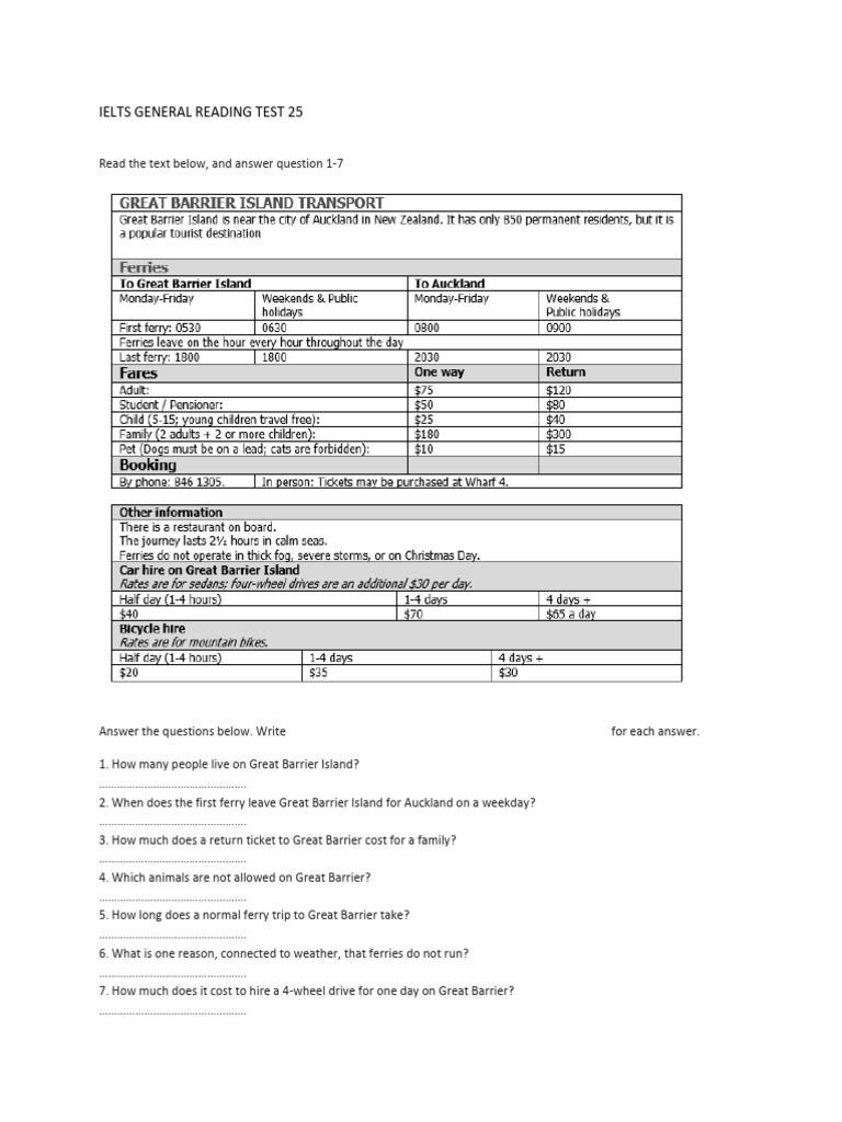 Ielts General Reading Test 25 | PDF | Banana