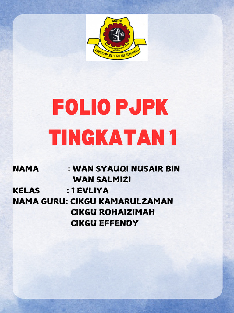 Folio PJPK Tingkatan 1 Real | PDF