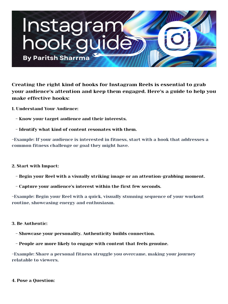 Insta Hook Guide by Paritsh Sharrma | PDF | Physical Fitness | Human ...