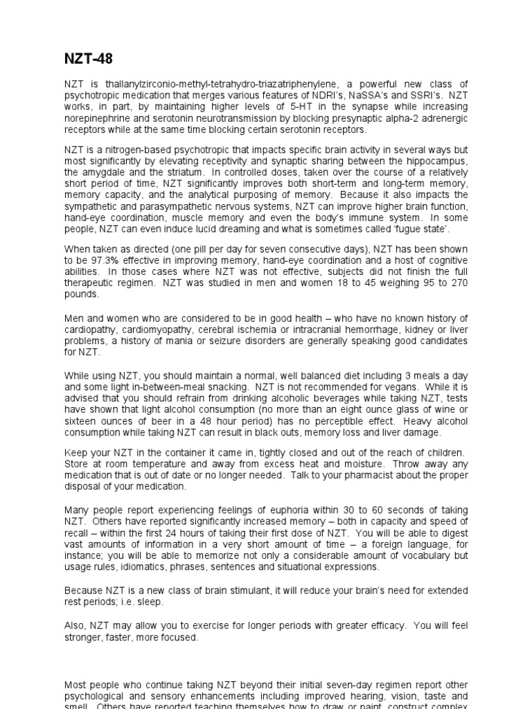 NZT 48 | PDF | Serotonin | Memory