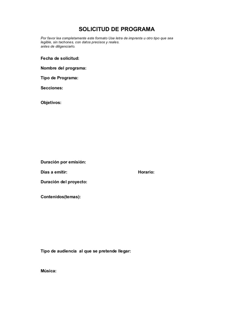 Formato de Solicitud de Programa Radial | PDF