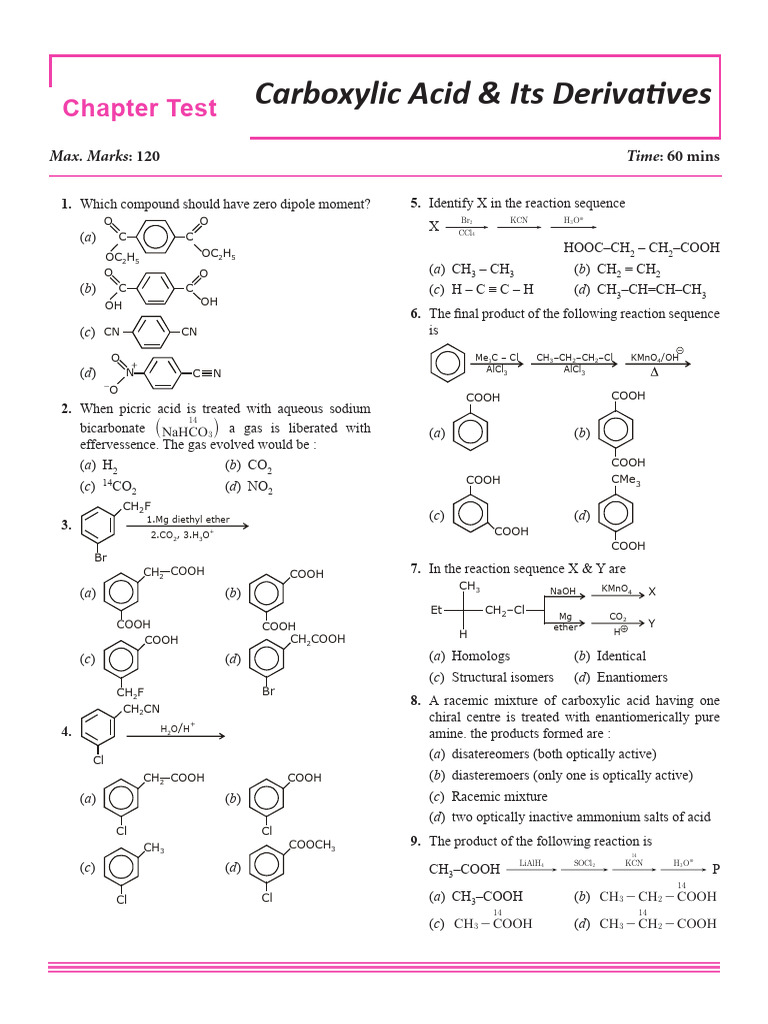 Carboxylic Acid Reactions Test | PDF | Carboxylic Acid | Chemical ...