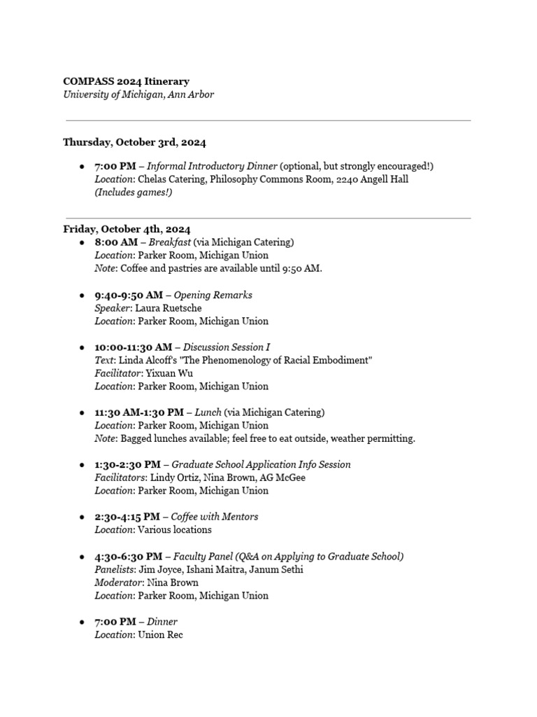 COMPASS 2024 Itinerary | PDF