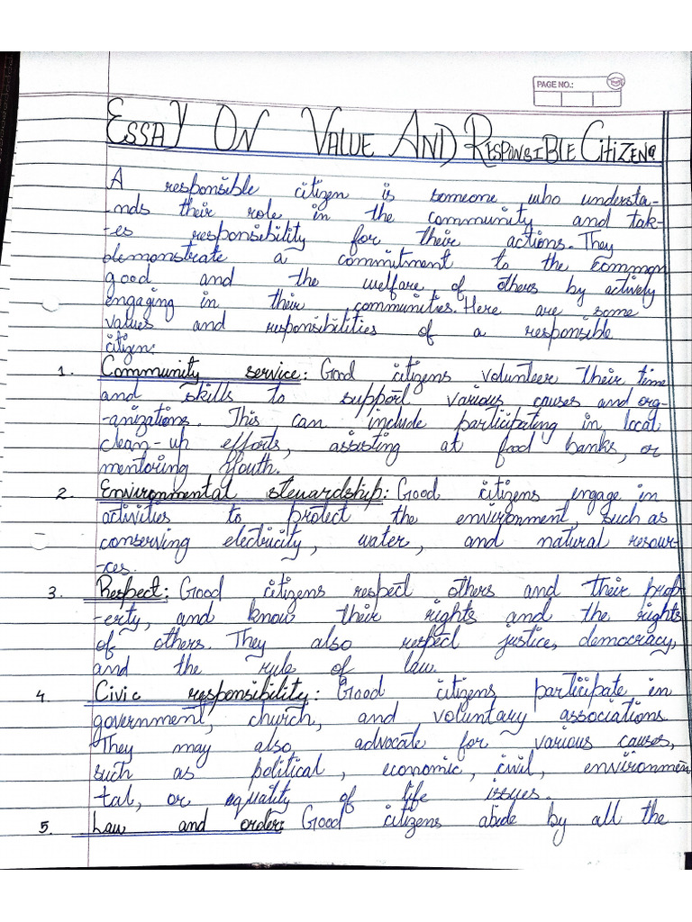 Essay On Value and Responsible Citizen | PDF