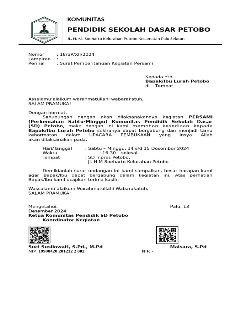 Surat Undangan Persami | PDF