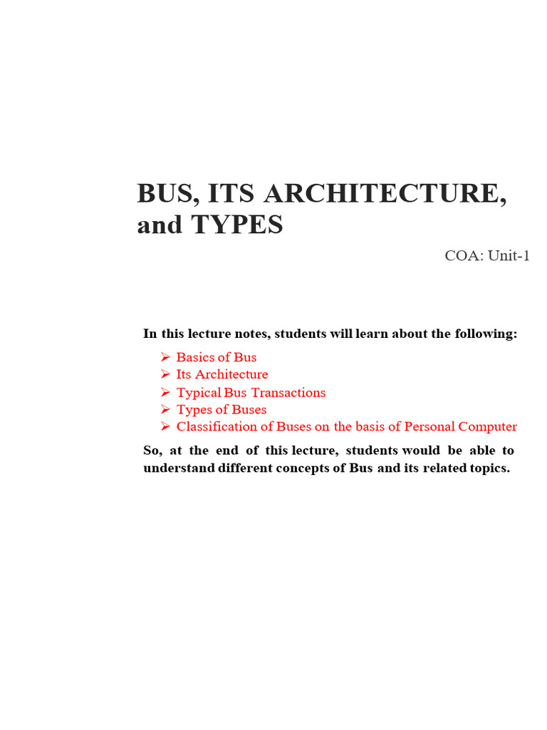 L2 - Bus, Its Architecture and Types - Unit-1 | PDF | Usb | 64 Bit ...