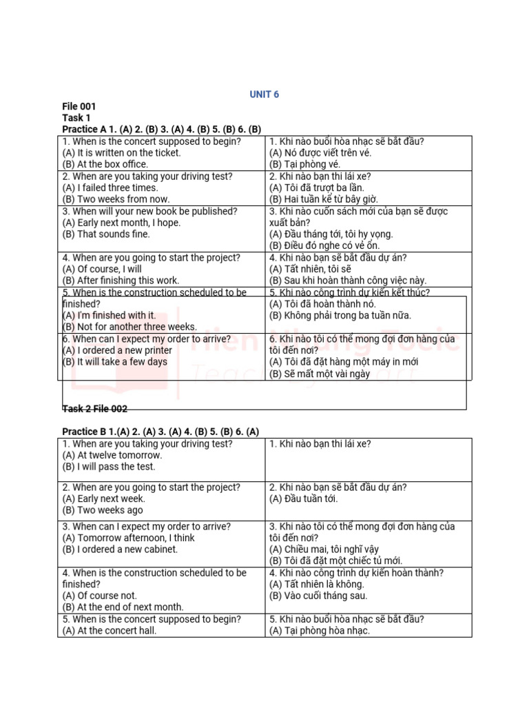 Script - Listening Pre Unit 6 | PDF