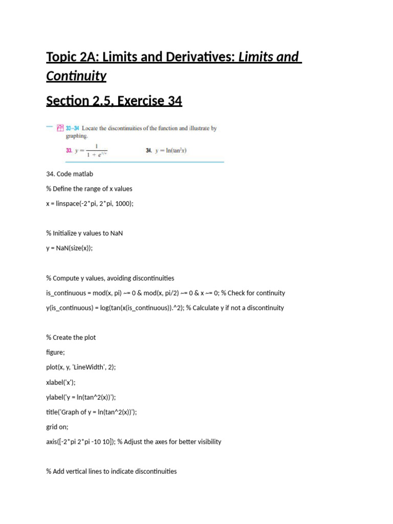 MATLAB Plotting: Limits & Continuity | PDF