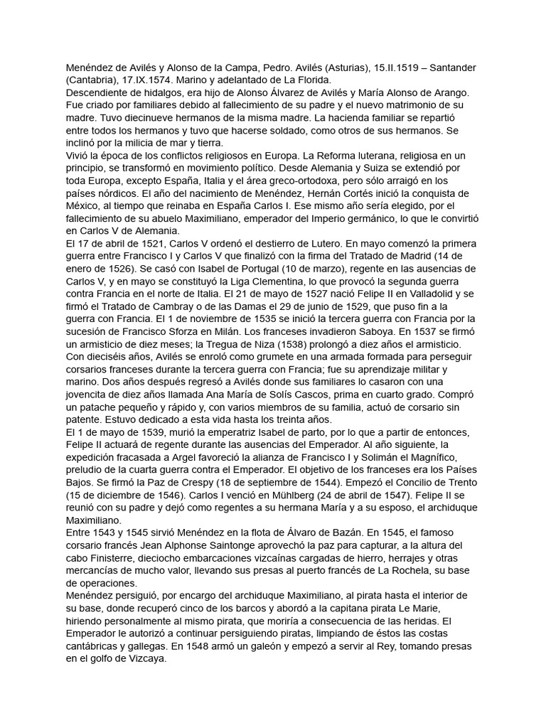 Pedro Menéndez de Avilés | PDF | Piratería | Imperio español